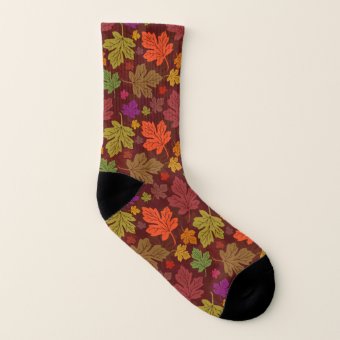 Autumn Leaves Beautiful Fall Maple Leaf Pattern Socks | Zazzle