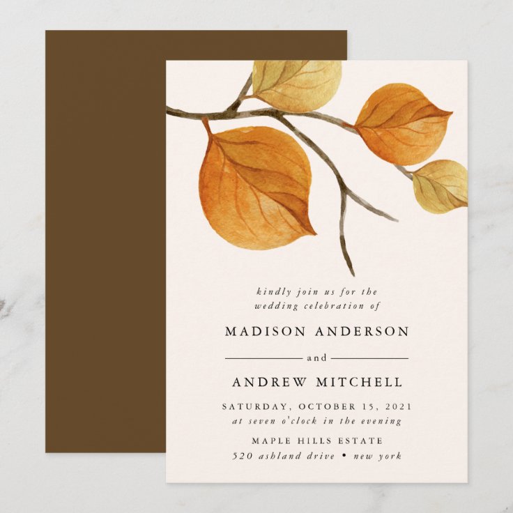 Autumn Leaves | Branch Wedding Invitation | Zazzle