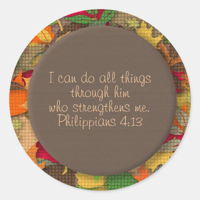 Autumn Leaves Christian Bible Verse Sticker | Zazzle
