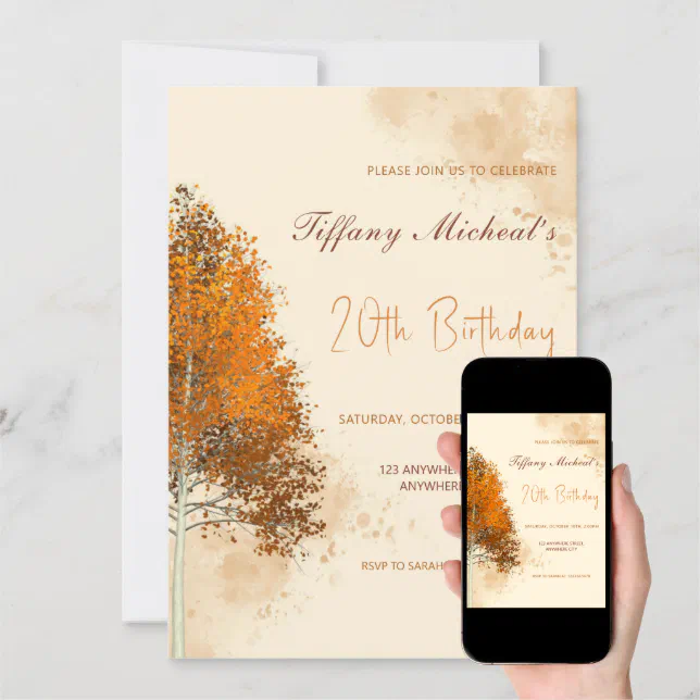 Autumn leaves Fall Birthday Party Invitation | Zazzle