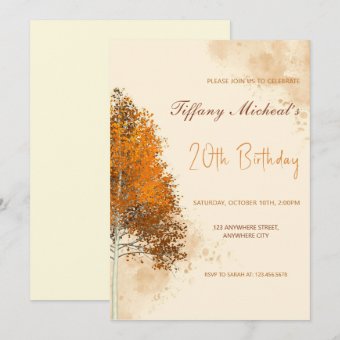 Autumn leaves Fall Birthday Party Invitation | Zazzle