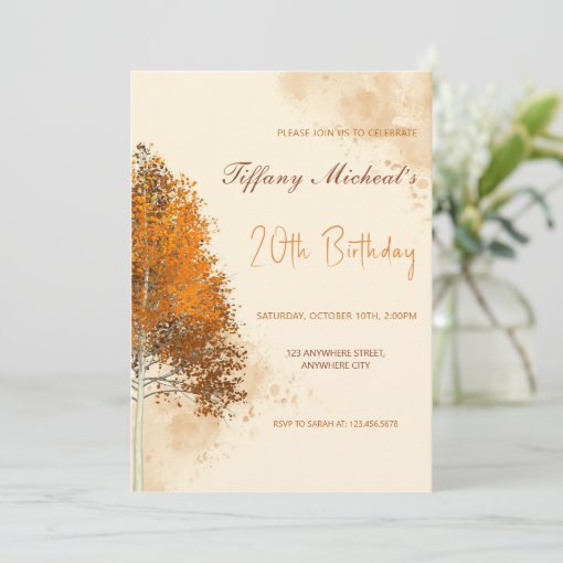 Autumn leaves Fall Birthday Party Invitation | Zazzle