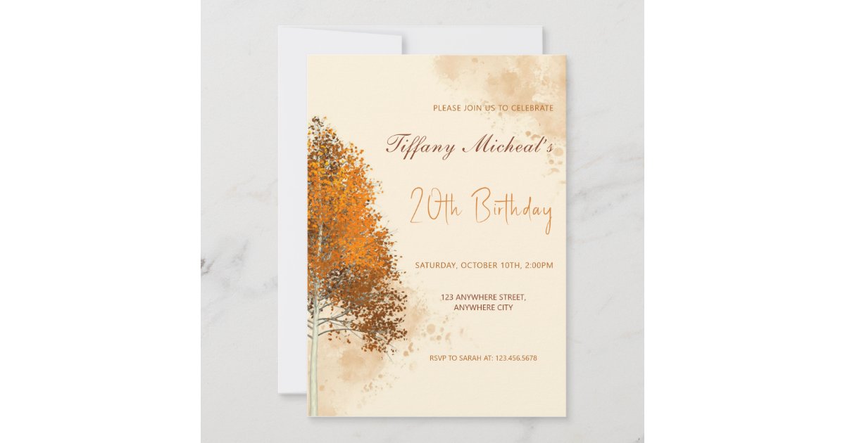 Autumn leaves Fall Birthday Party Invitation | Zazzle