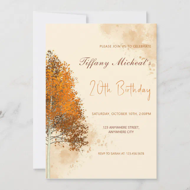 Autumn leaves Fall Birthday Party Invitation | Zazzle