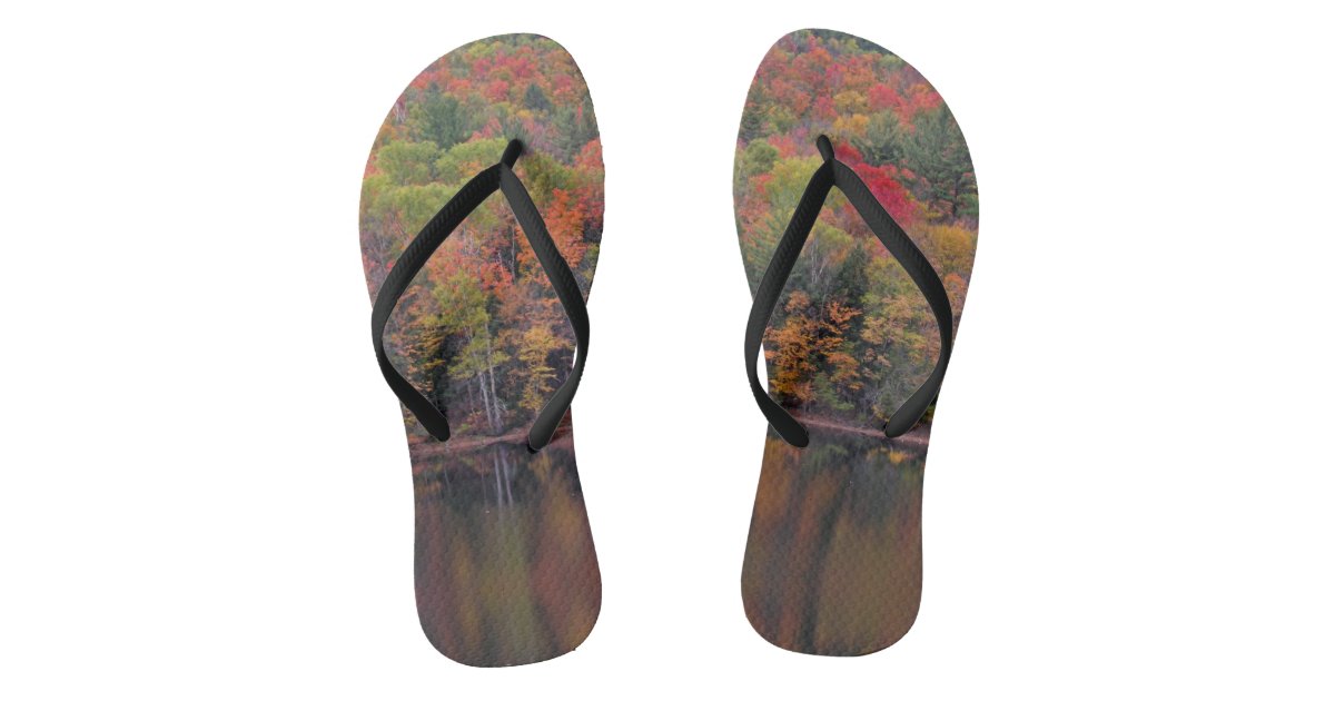 Autumn Leaves Fall Color Scene Flip Flops | Zazzle