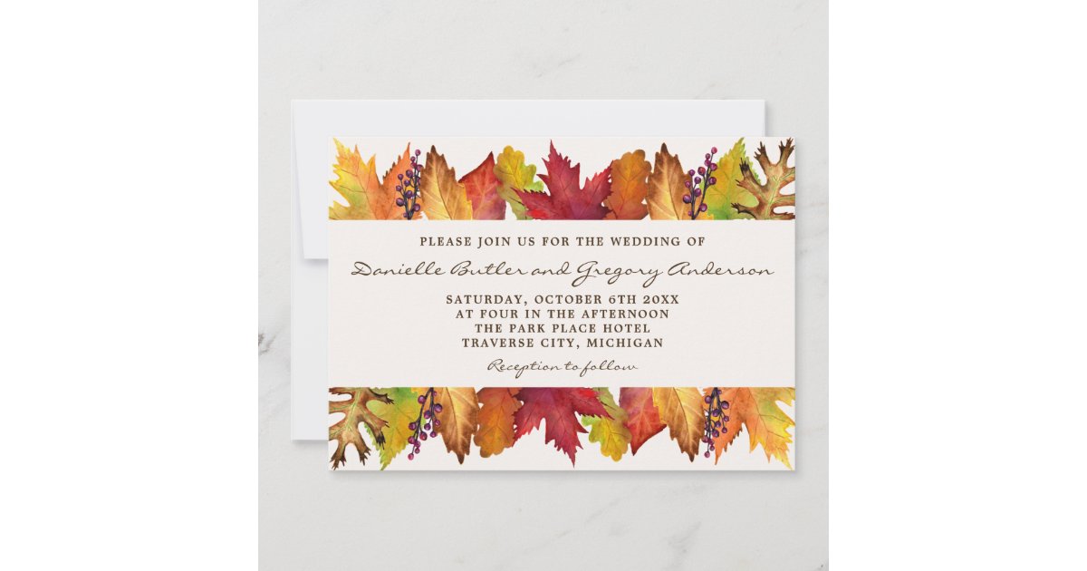Autumn Leaves Fall Wedding Invitation | Zazzle