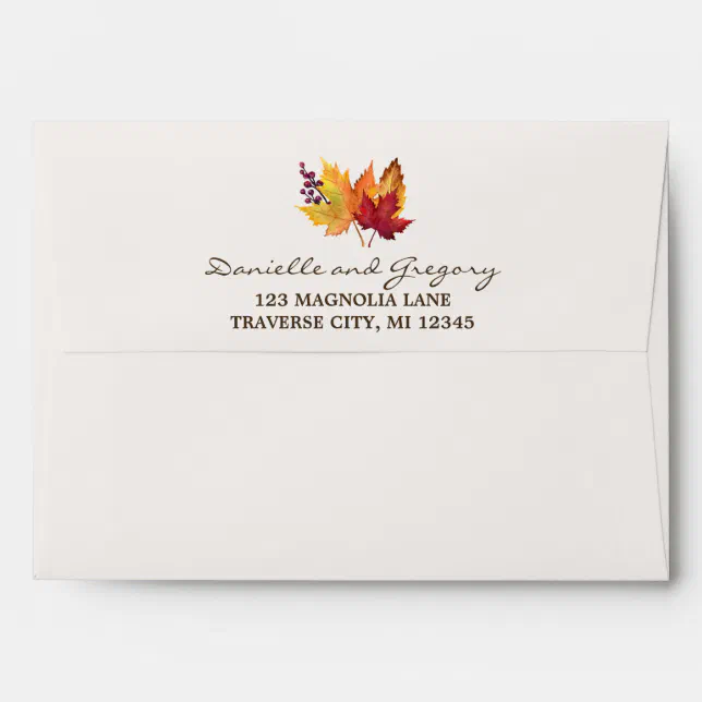 Autumn Leaves Fall Wedding Invitation Envelope | Zazzle