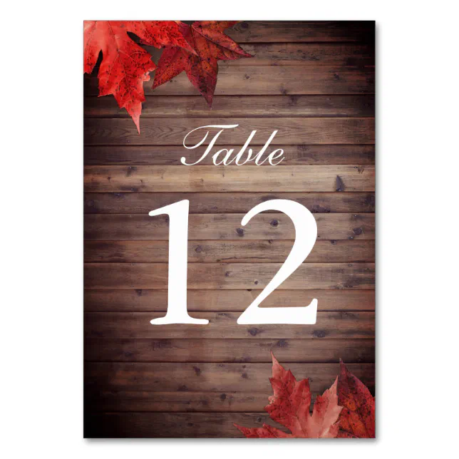 Autumn Leaves Fall Wedding Table Numbers | Zazzle
