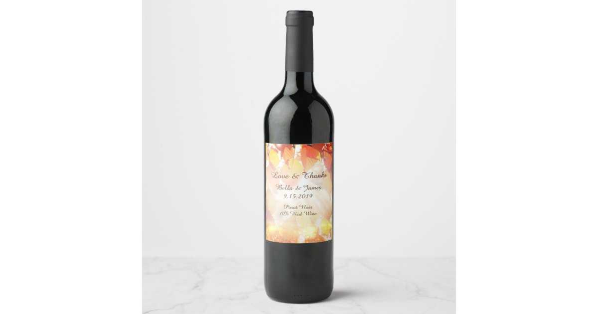 Autumn Leaves Fall Wedding Wine Labels | Zazzle