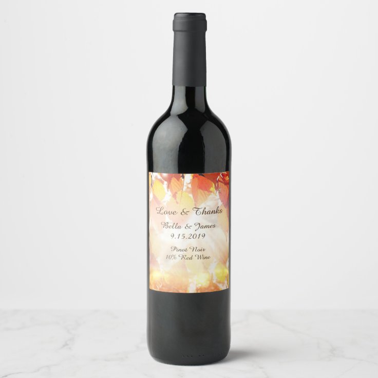 Autumn Leaves Fall Wedding Wine Labels | Zazzle