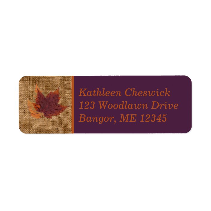 Autumn Leaves, FAUX Burlap Return Address Label | Zazzle.com