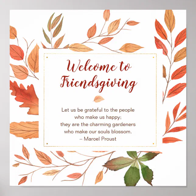 Autumn Leaves Friendsgiving Thanksgiving Poster | Zazzle