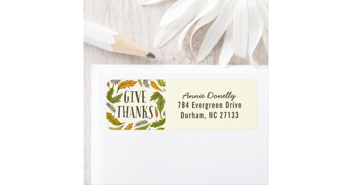 Autumn Leaves Give Thanks Return Address Label | Zazzle