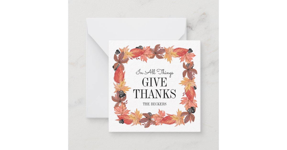Autumn Leaves Give Thanks Thanksgiving Note Card | Zazzle