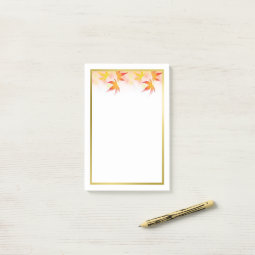 Autumn Leaves Gold Border | Fall Seasonal Notepad | Zazzle