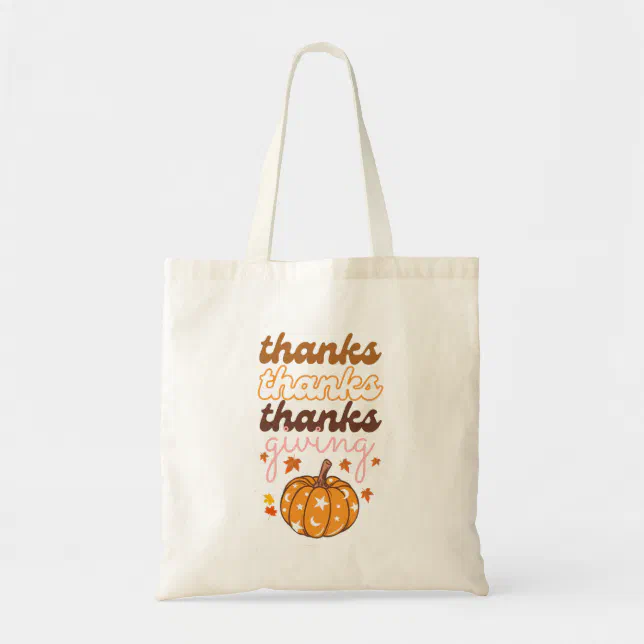 Autumn Leaves Groovy Pumpkin Holiday Thanksgiving Tote Bag | Zazzle