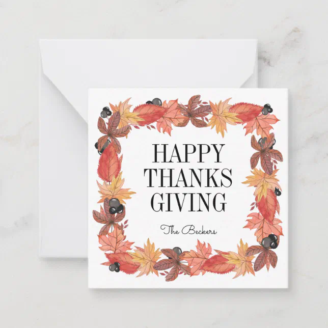 Autumn Leaves Happy Thanksgiving Note Card | Zazzle