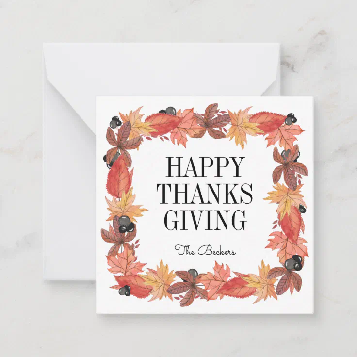 Autumn Leaves Happy Thanksgiving Note Card | Zazzle