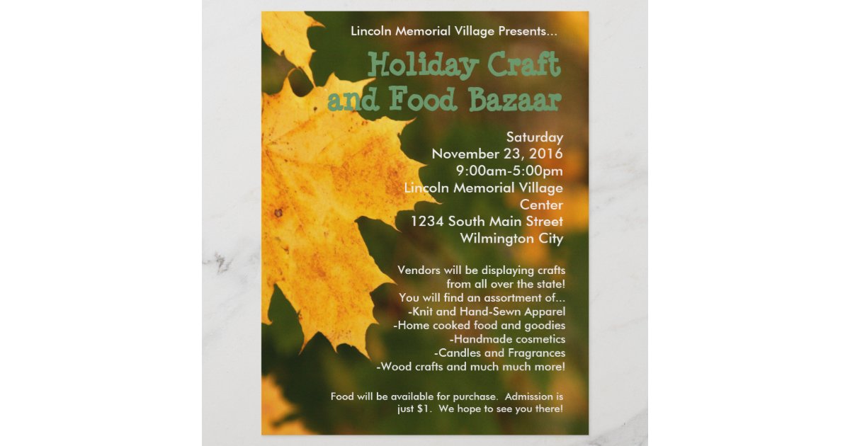 Autumn Leaves Holiday Craft Bazaar Flyer | Zazzle