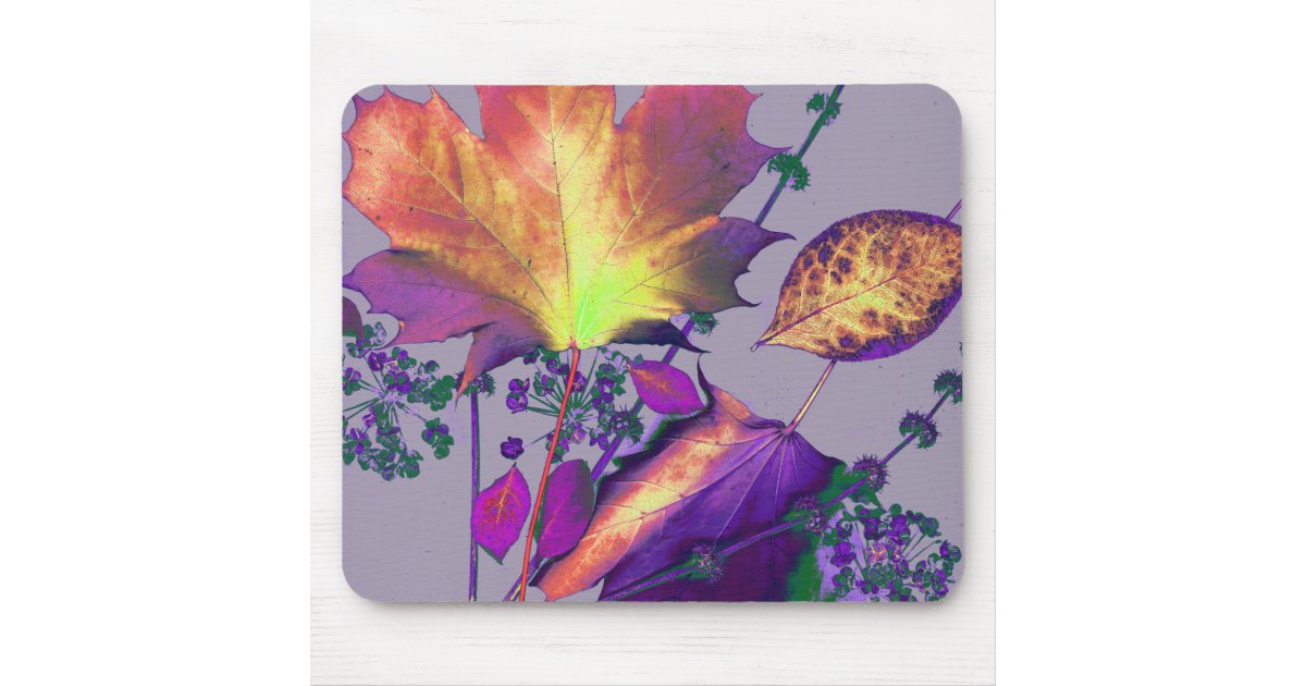 Autumn Leaves in Lilac Mouse Pad | Zazzle