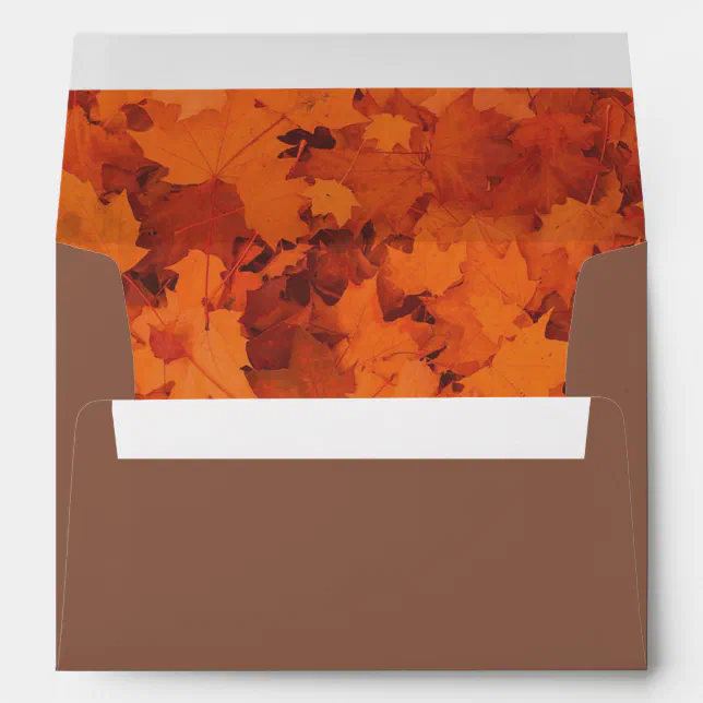 Autumn Leaves Interior | Nut Brown Envelope | Zazzle