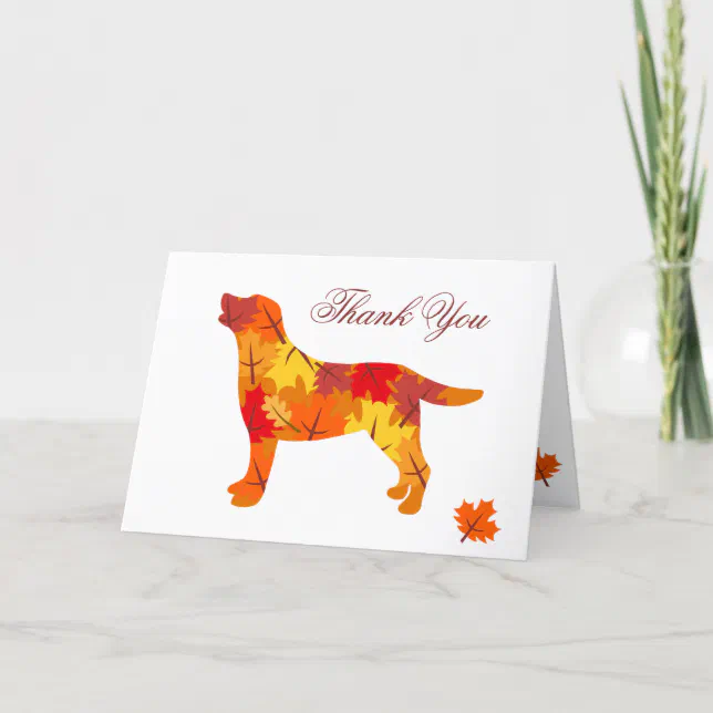 Autumn Leaves Labrador Retriever Silhouette Thank You Card | Zazzle