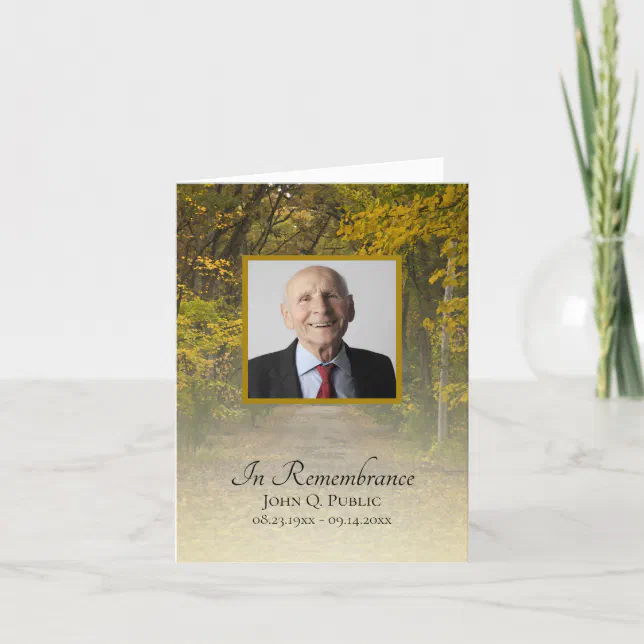 Autumn Leaves Lane Funeral Sympathy Thank You Card | Zazzle