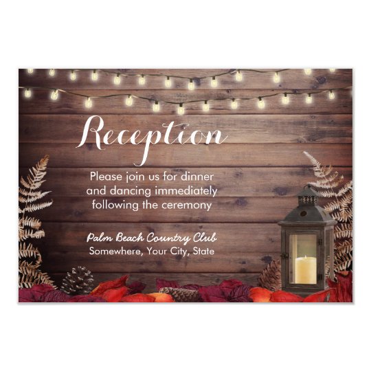 Autumn Leaves & Lantern Fall Wedding Reception Invitation | Zazzle.com