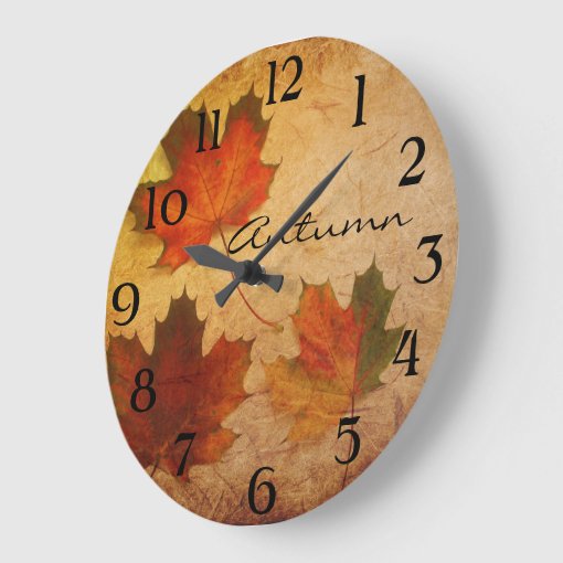 Autumn Leaves Large Clock | Zazzle