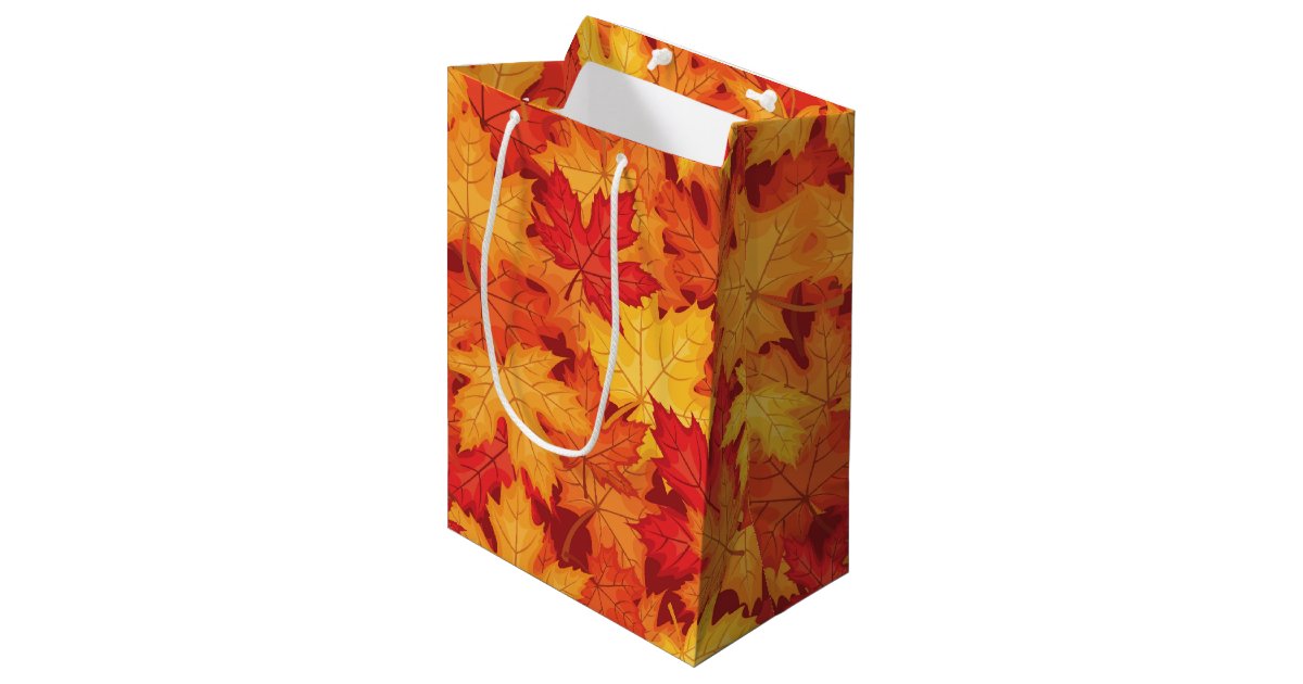 Autumn leaves medium gift bag | Zazzle