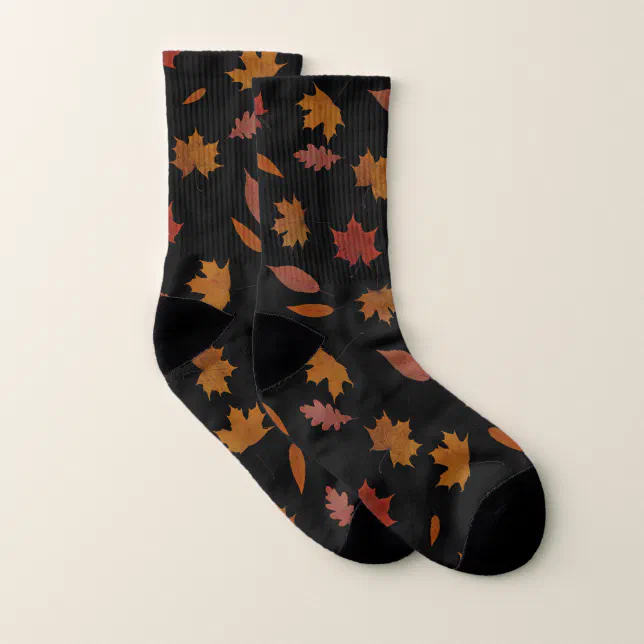 Autumn Leaves on Custom Color Socks | Zazzle
