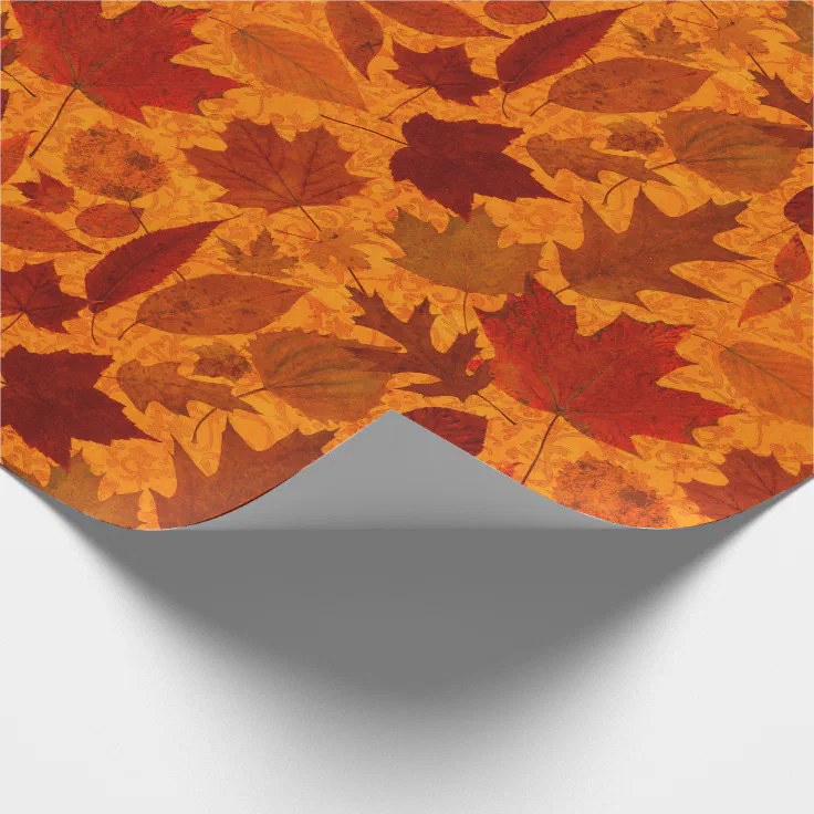 Autumn Leaves Orange Wrapping Paper | Zazzle
