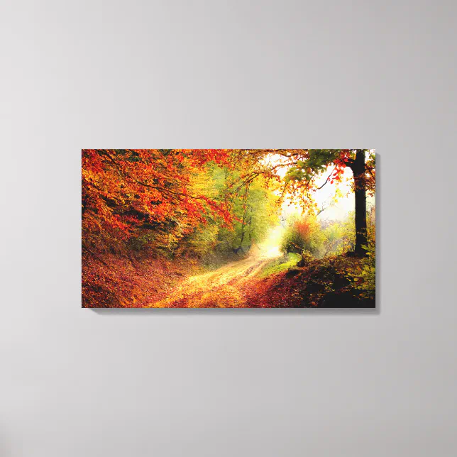 Autumn Leaves Over Country Lane Canvas Print | Zazzle