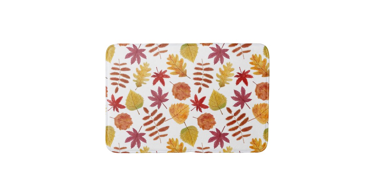 Autumn leaves pattern bath mat | Zazzle