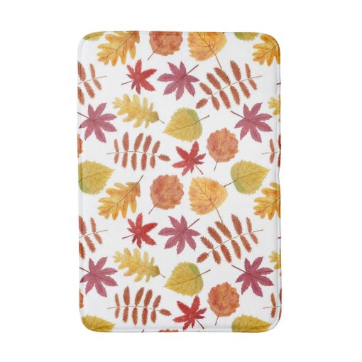 Autumn leaves pattern bath mat | Zazzle