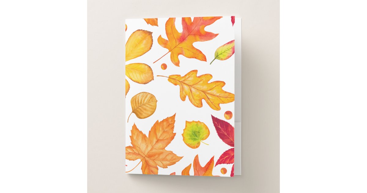 Autumn Leaves Pattern Pocket Folder | Zazzle