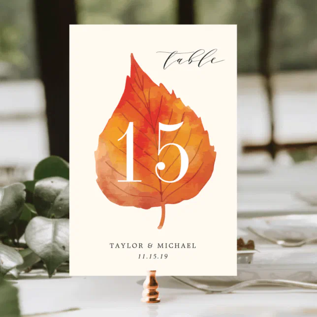 Autumn Leaves | Personalized Table Number Card | Zazzle