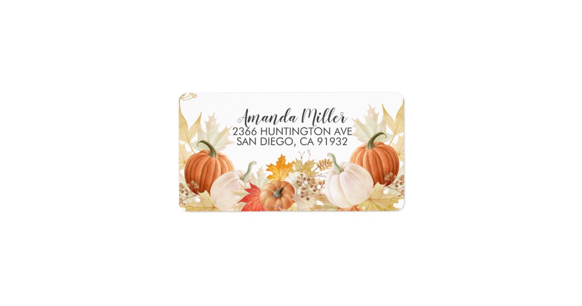Autumn Leaves Pumpkins Return Address Label | Zazzle