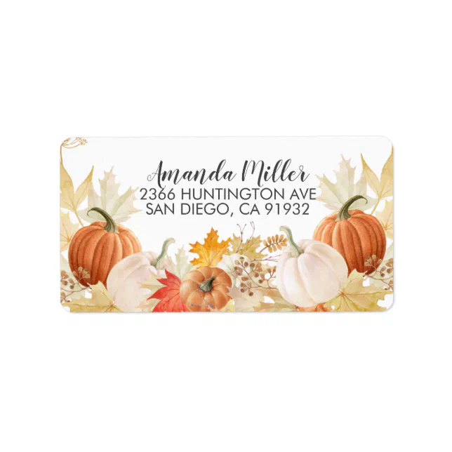 Autumn Leaves Pumpkins Return Address Label | Zazzle