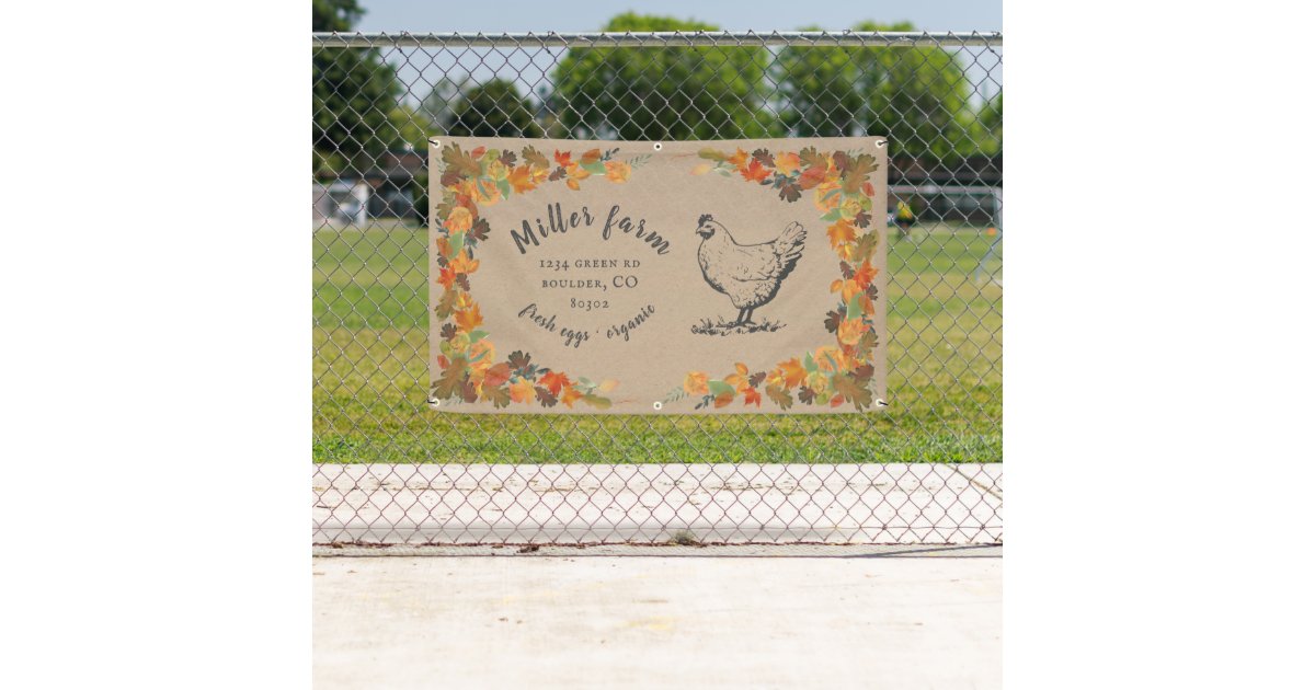 autumn leaves rustic script farm banner | Zazzle