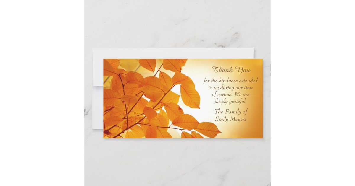 Autumn Leaves Sympathy Thank You | Zazzle