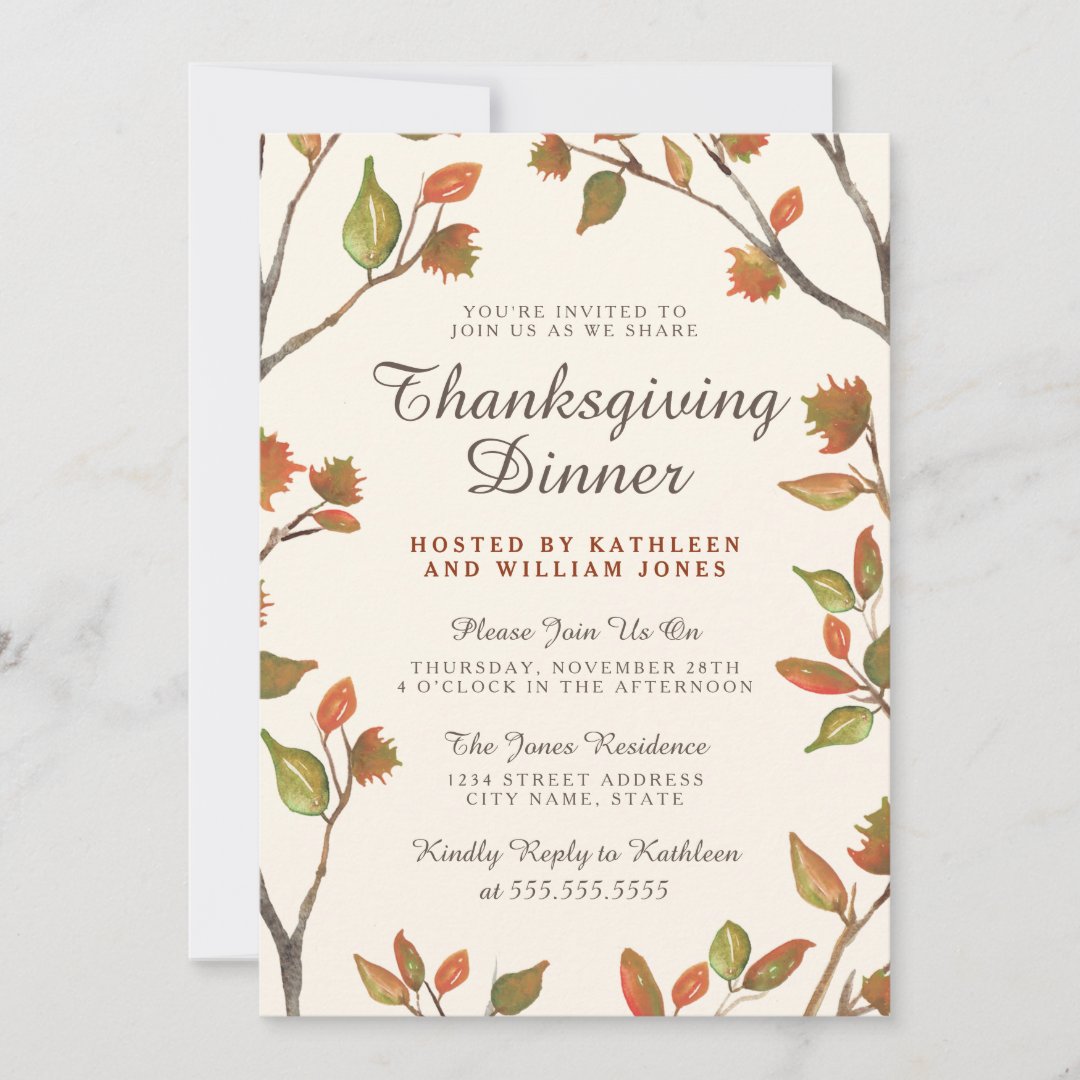 Autumn Leaves Thanksgiving Dinner Invitation | Zazzle