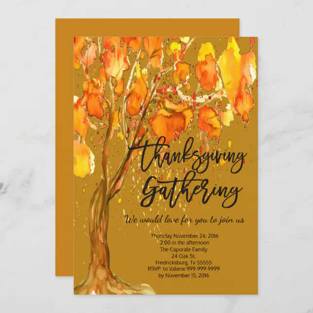 AUTUMN LEAVES THANKSGIVING GATHERING INVITATION | Zazzle