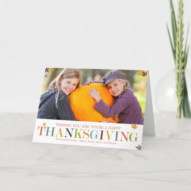 Autumn Leaves Thanksgiving Photo Greeting Cards | Zazzle