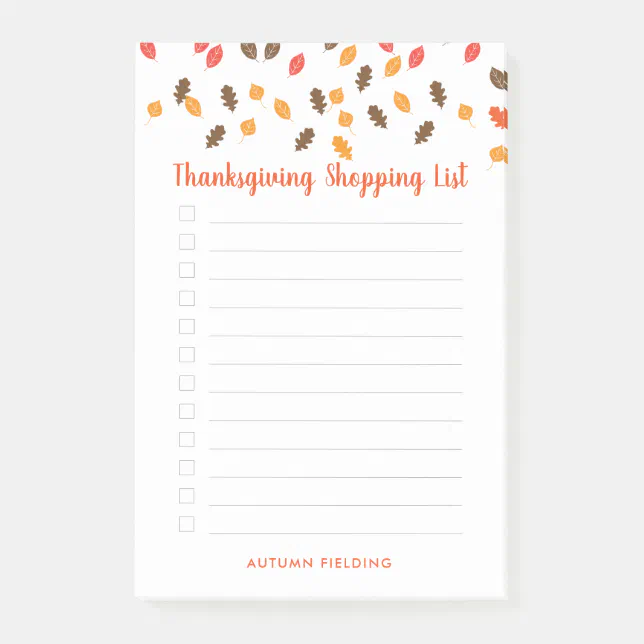 Autumn Leaves Thanksgiving Shopping List Post-it Notes | Zazzle