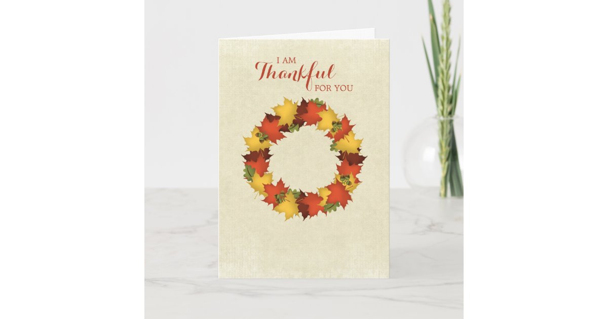 Autumn Leaves Thanksgiving Wreath Holiday Card | Zazzle