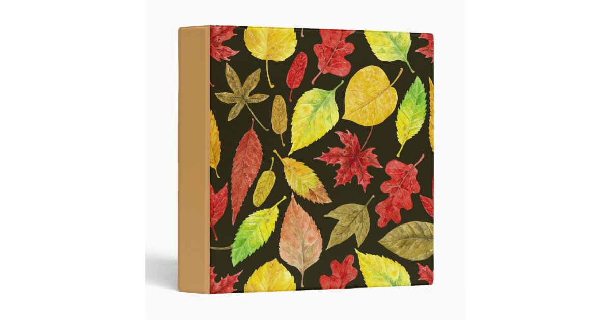 Autumn leaves watercolor dark binder | Zazzle