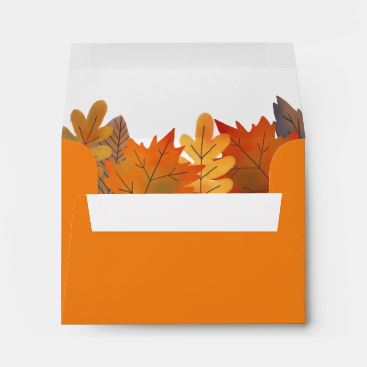 Autumn Leaves Watercolor Orange Envelope | Zazzle