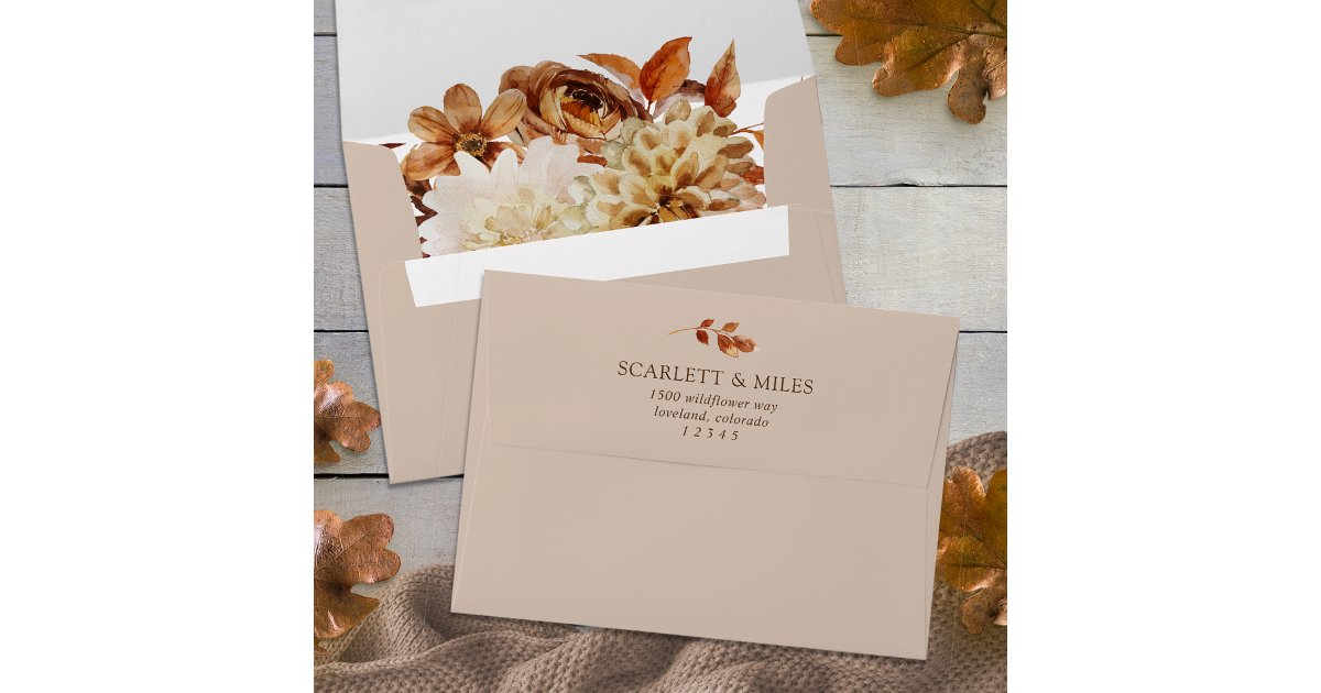 Autumn Leaves Wedding Envelope | Zazzle