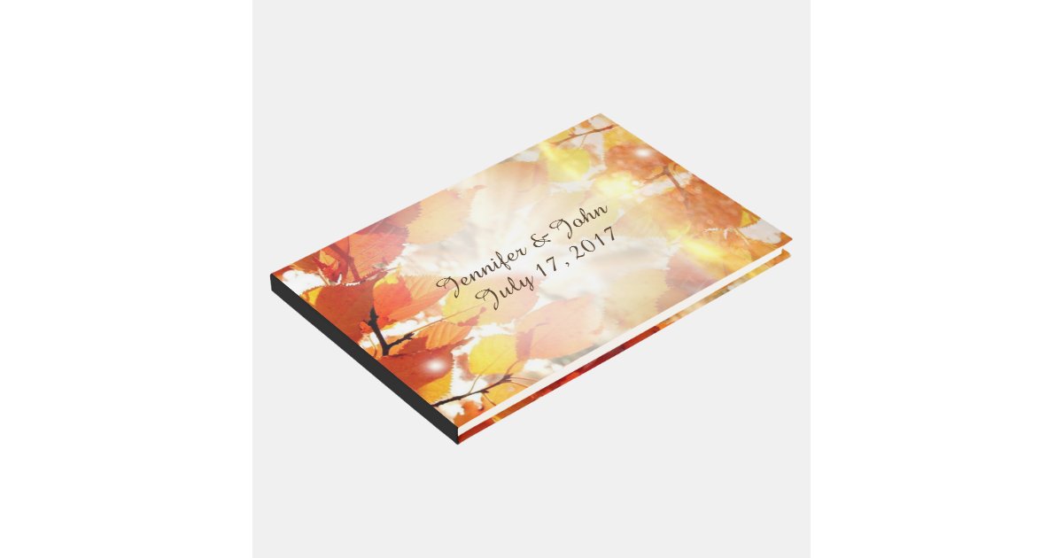 Autumn Leaves Wedding Guest Book | Zazzle
